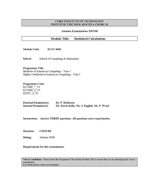 Random Sample Statistical Calculations Old Exam Docsity