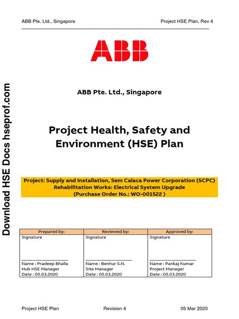 Project Hse Plan Pdf Occupational Safety And Health Regulatory Compliance