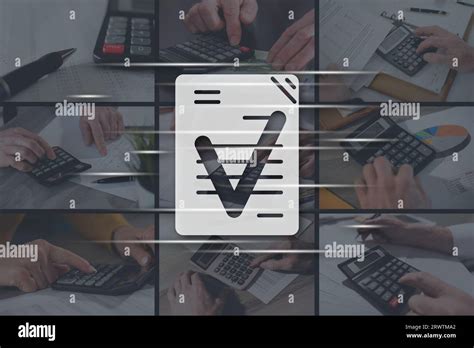 Document Validation Concept Illustrated By Pictures On Background Stock Photo Alamy