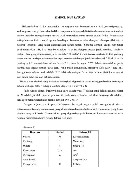 Simbol Dan Satuan Pdf