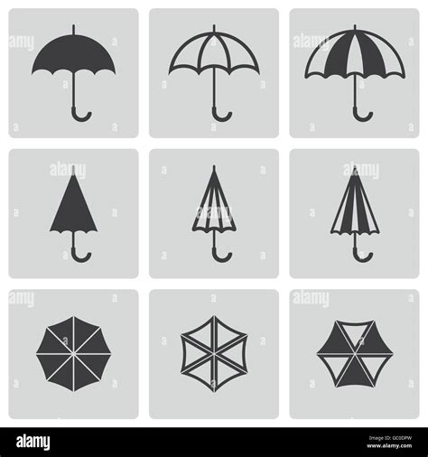 Vector Black Umbrella Icons Set Stock Vector Image And Art Alamy