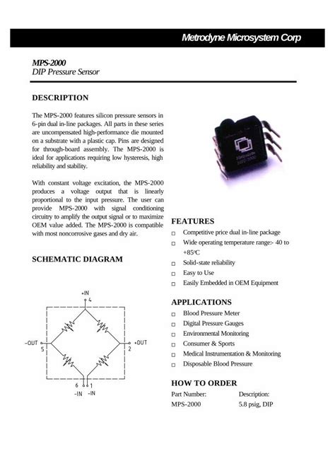 PDF MPS DIP Pressure Sensor ESpecmonitor Espec Ws Files Datasheet Pdf MPS