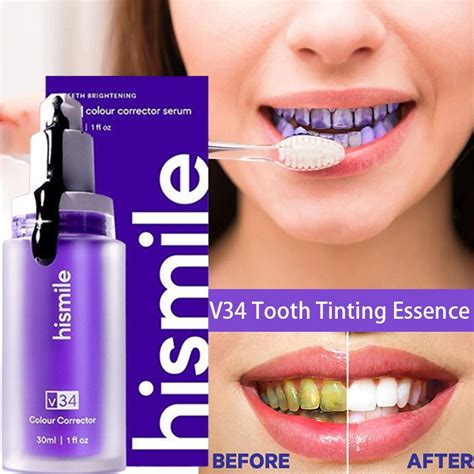 Original V34 Hismile Teeth Whitening Essence My Smile Toothpaste Purple