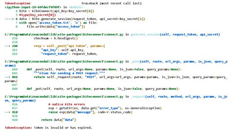 tokenexception token is invalid or has expired kite connect