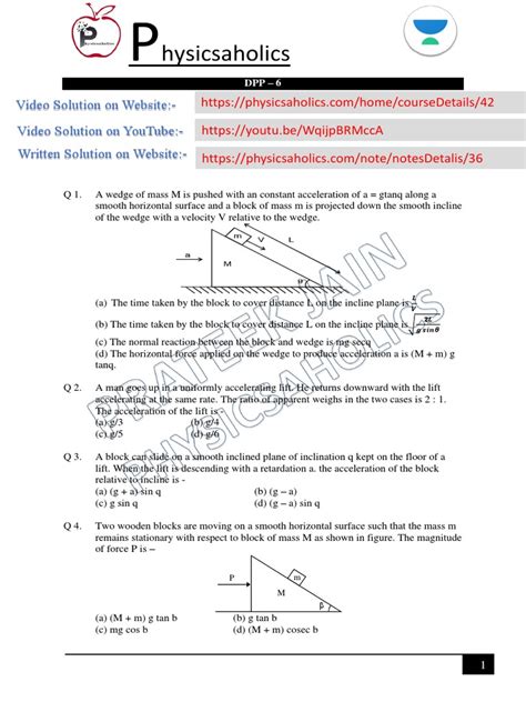 Uploads1642069608dpp 6 Pseudo Force Pdf Acceleration Lift Force