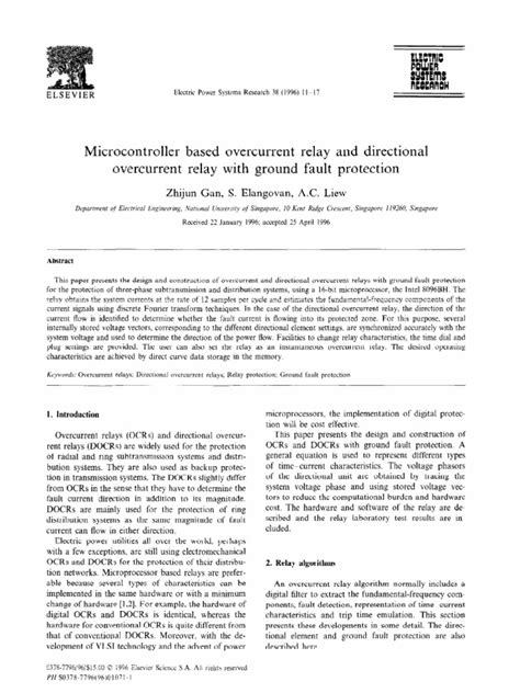 Microcontroller Based Overcurrent Relay And Directional Overcurrent