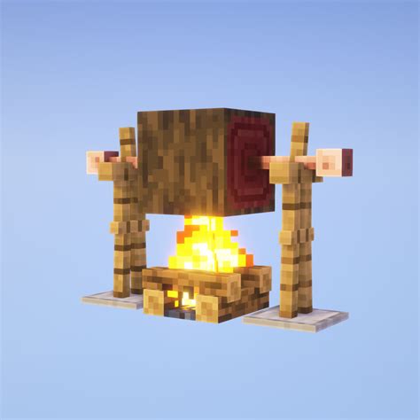 Meat On The Fire In Minecraft In 2025 Minecraft Crafts Minecraft