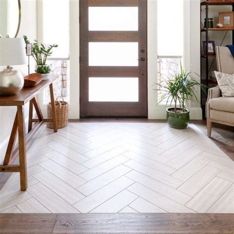 10 Kitchen Tile To Wood Floor Transition Ideas Herringbone Tile Floor