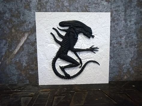 Alien Xenomorph Fossil Relief Sculpture Free 3d Print Model Makerworld