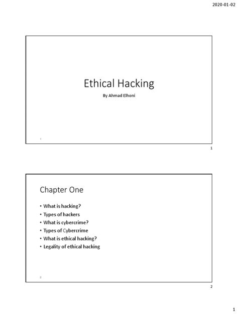 Ethical Hacking Chapter One Pdf Security Hacker Cybercrime