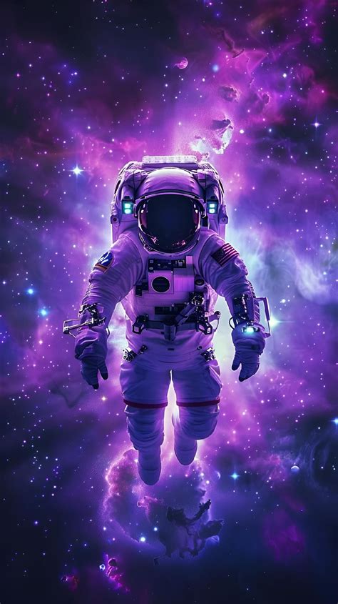 Cosmic Wanderer Astronaut Amidst Nebulas Galaxy Images Hd Purple