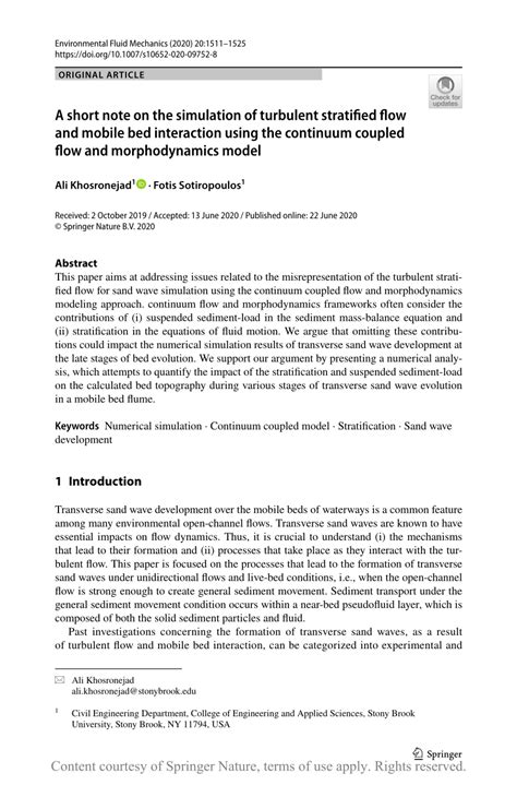 A Short Note On The Simulation Of Turbulent Stratified Flow And Mobile