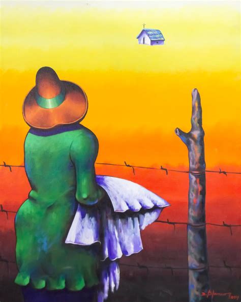 At Auction Dionisio Blanco Dominican B1953 Woman And Church Oil On Canvas 2004