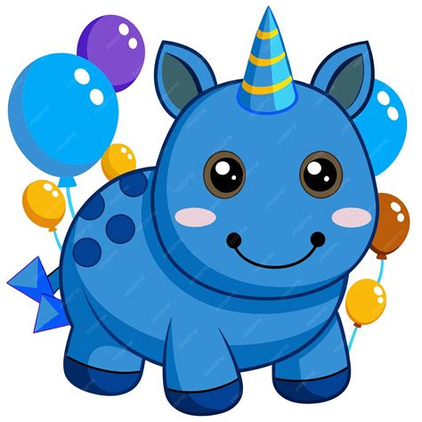 Cute Fat Rhino In Chibi Style Premium Ai Generated Vector