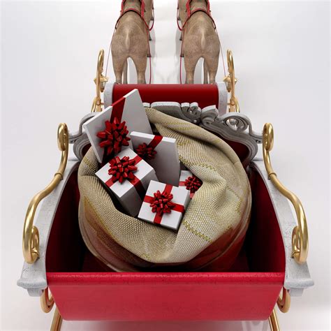 Santa Claus Sleigh With Reindeer 3d Model By Renderblade