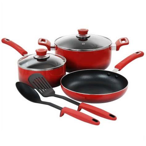Oster 7 Piece Non Stick Aluminum Cookware Set In Red One Size King Soopers