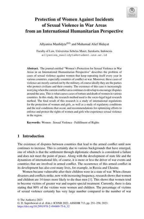 Pdf Protection Of Women Against Incidents Of Sexual Violence In War