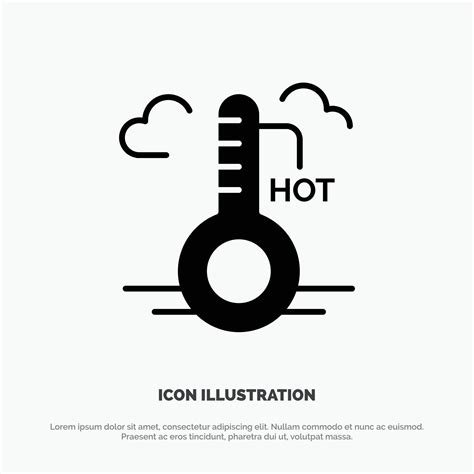 Temperature Hot Weather Update Solid Black Glyph Icon 13300451 Vector