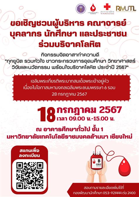 พยาบาลและส่งเสริมสุขภาพ กองพัฒนานักศึกษา เชิญชวนอาจารย์ บุคลากร นักศึกษา และประชาชน ร่วมบริจาค