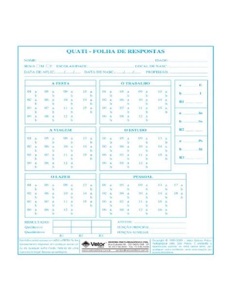 Quati Folha De Resposta Imprimir Pdf
