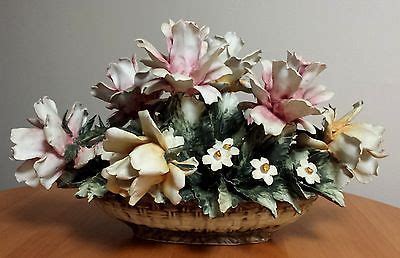 Vintage Capodimonte Flower Basket Centerpiece Large 16 Porcelain Italy