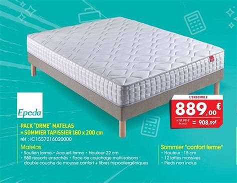 Promo Pack Orme Matelas Sommier Tapissier 160 X 200 Cm Epeda Chez