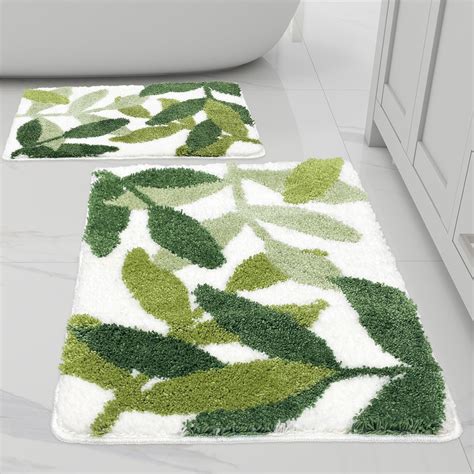 Zebrasmile Bathroom Rugs Green Bathroom Rug Set 2 Piece Green Bath