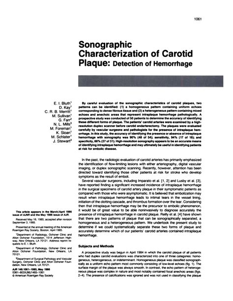 Pdf Sonographic Characterization Of Carotid Plaque Detection Of Hemorrhage