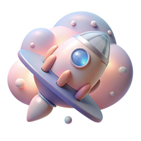 Serene Rustic Cute Rocket In Cloud 3d Render Detailed 56748646 Png