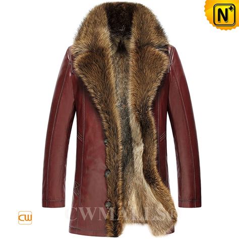 Custom Mens Fur Lined Leather Coats Cw836059