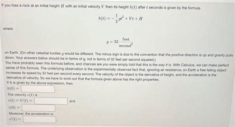 Solved If You Toss A Rock At An Initial Height H With An