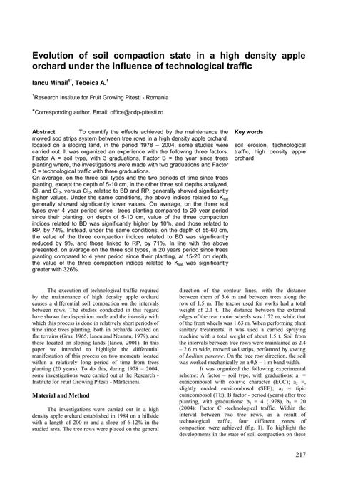 Evaluation Of Soil Compaction In A High Density Apple Orchard Under