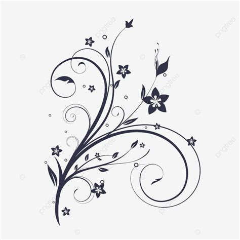 Floral Flourish Silhouette Png Images Vector Illustration Of Swirling Flourishes Decorative