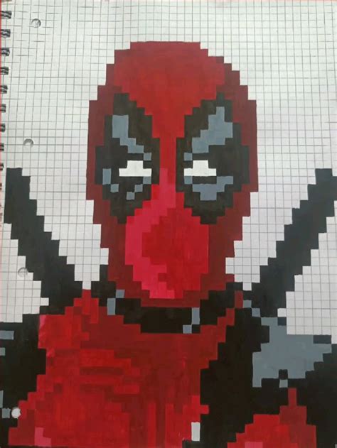 Deadpool Graph Paper Art Pixel Art Deadpool