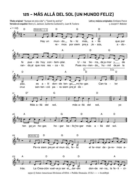 125 Mas Alla Del Sol Un Mundo Feliz Partitura Pdf