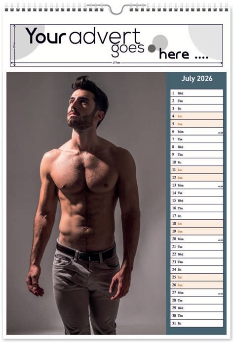 Hot Guys A3 Digi Wall Calendar 2026 Think Promote