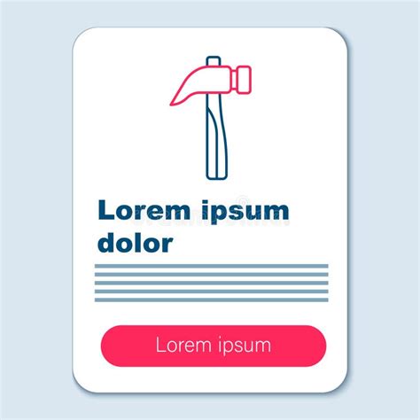 Line Hammer Icon Isolated On Grey Background Tool For Repair Colorful