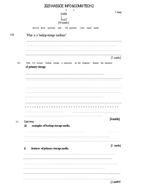 2023 Wassce Info And Comm Tech 2 Ocr Pdf Data Data Management