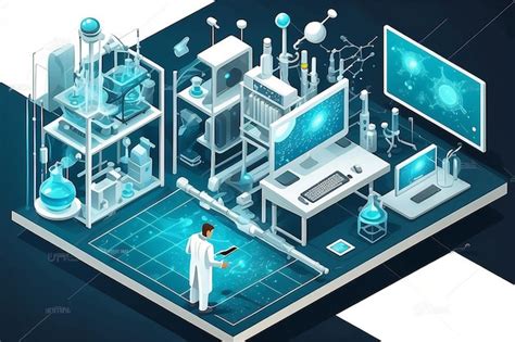 Premium AI Image Isometric Nanotechnology Composition With Isolated Scientific Research Image