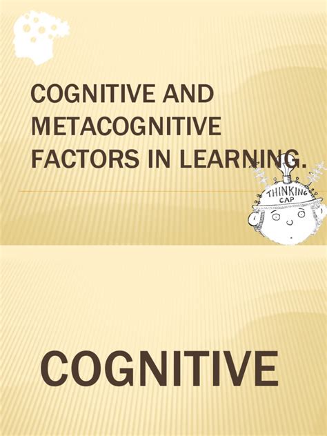 Cognitive And Metacognitive Factors In Learning Pdf Metacognition Attention