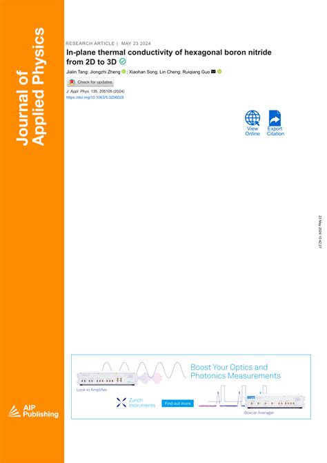 Pdf In Plane Thermal Conductivity Of Hexagonal Boron Nitride From 2d To 3d
