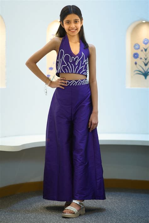 Purple Taffeta Co Ord Set For Girls By Devils N Angels At Pernias Pop