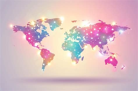 Premium Photo A Digital Illustration Of A World Map With Glowing