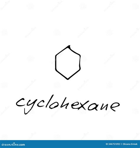 Cyclohexane Molecule Formula Hand Drawn Imitation Of Cyclohexane Structural Model Stock