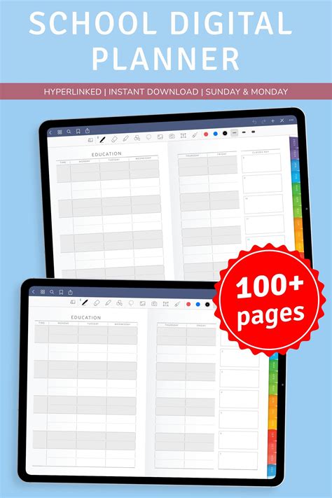 School Digital Planner Ipad Notes Good Notes Templates Planner Ipad