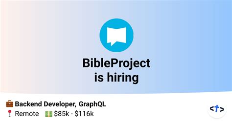 Backend Developer Graphql At Bibleproject Christian Tech Jobs