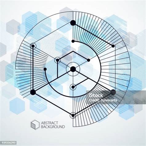 아이소메트릭 추상적인 선형 차원 큐브 모양으로 파란색 배경 3d 메쉬 요소 벡터 큐브 육각형 사각형 사각형 및 다른 추상 요소