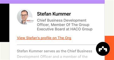 Stefan Kummer Chief Business Development Officer Member Of The Group Executive Board At Haco