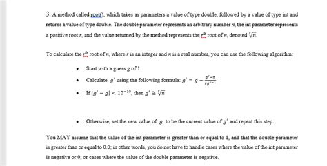 Solved A Method Called Root Which Takes As Parameters A Chegg Com