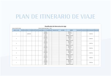 Plantilla De Itinerario De Viaje En Excel